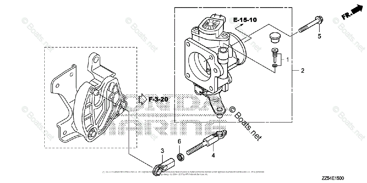Honda Outboard 2007 And Later OEM Parts Diagram for THROTTLE BODY ...