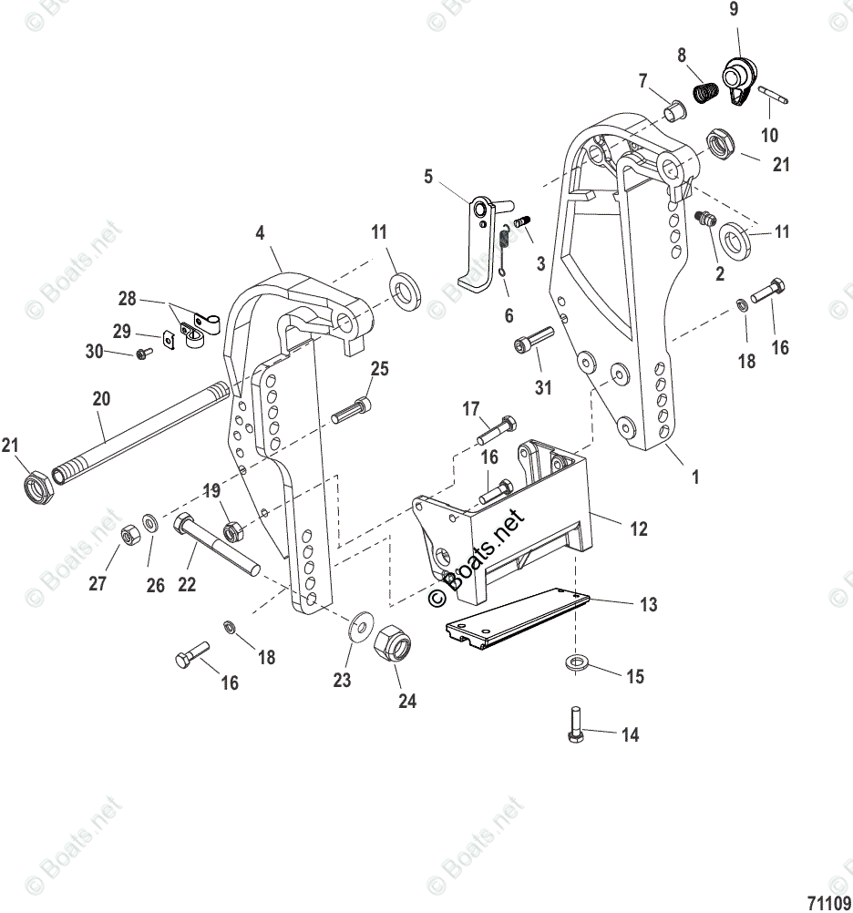 Mercury Outboard 60HP OEM Parts Diagram for Transom Bracket | Boats.net