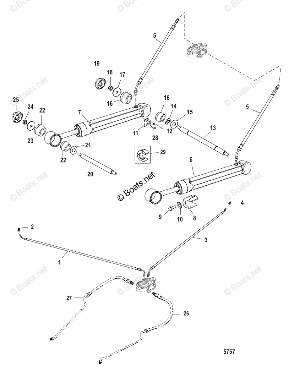 Mercruiser Sterndrive Outdrives OEM Parts Diagram for Trim Cylinders ...