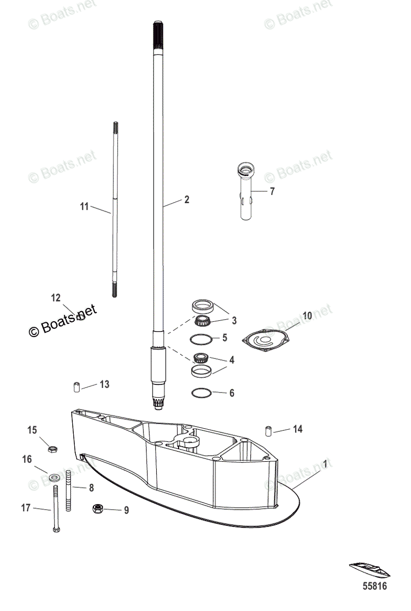 Mercury Outboard 75HP OEM Parts Diagram for DriveShaft Housing ...