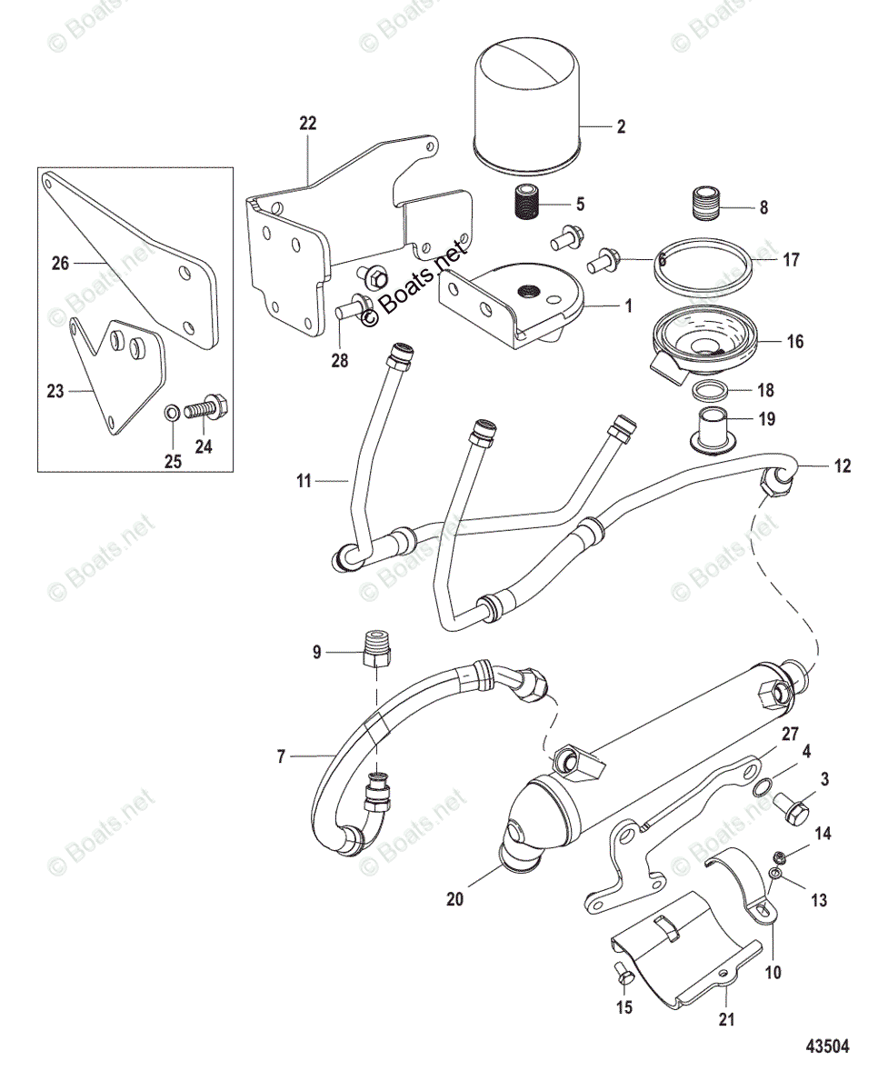 Mercruiser Inboard Gas Engines OEM Parts Diagram for Remote Oil System ...
