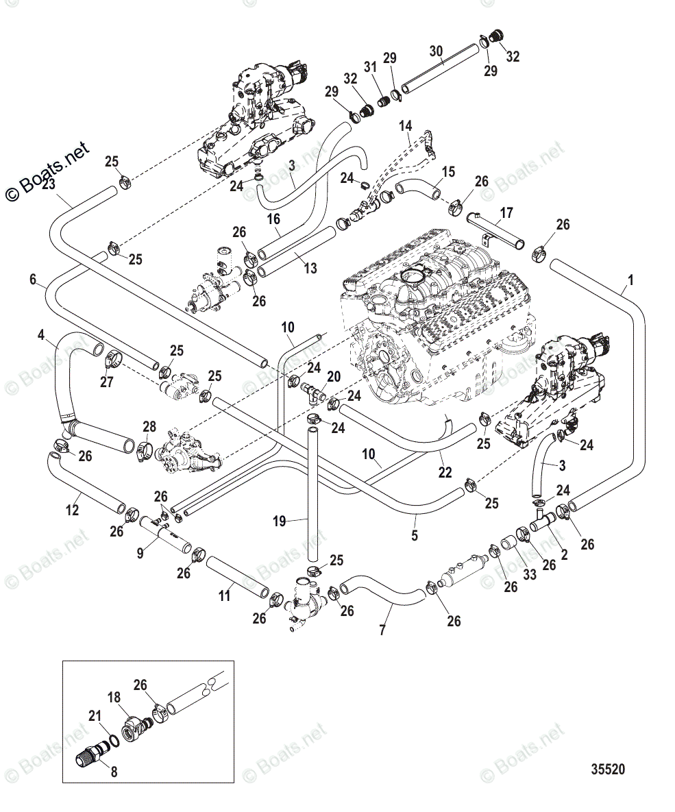 Mercruiser Sterndrive Gas Engines OEM Parts Diagram for Standard ...