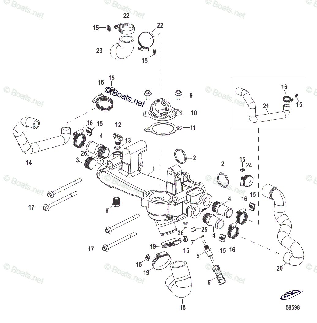 Mercruiser Inboard Gas Engines OEM Parts Diagram for Fresh Water ...