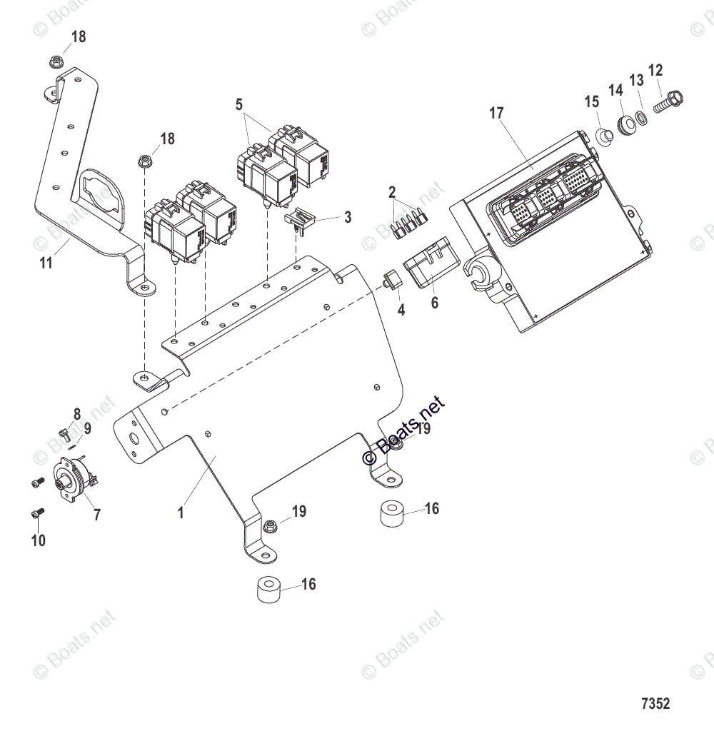 Mercruiser Inboard Gas Engines OEM Parts Diagram for PCM and Bracket ...