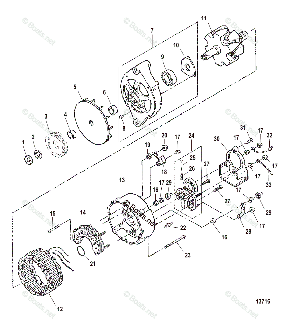 Mercruiser Sterndrive Gas Engines OEM Parts Diagram for Alternator ...