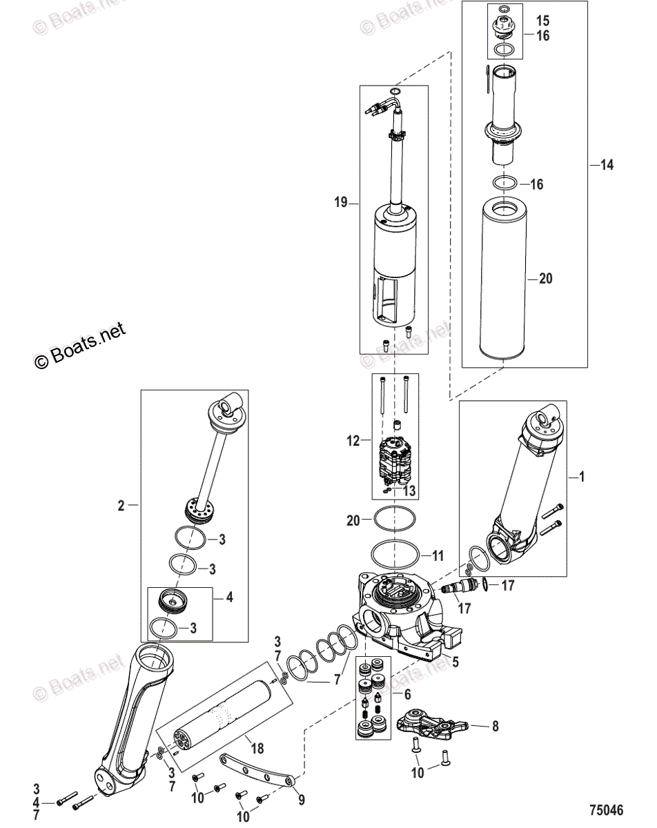 Mercury Outboard 400HP OEM Parts Diagram for Power Trim Components ...