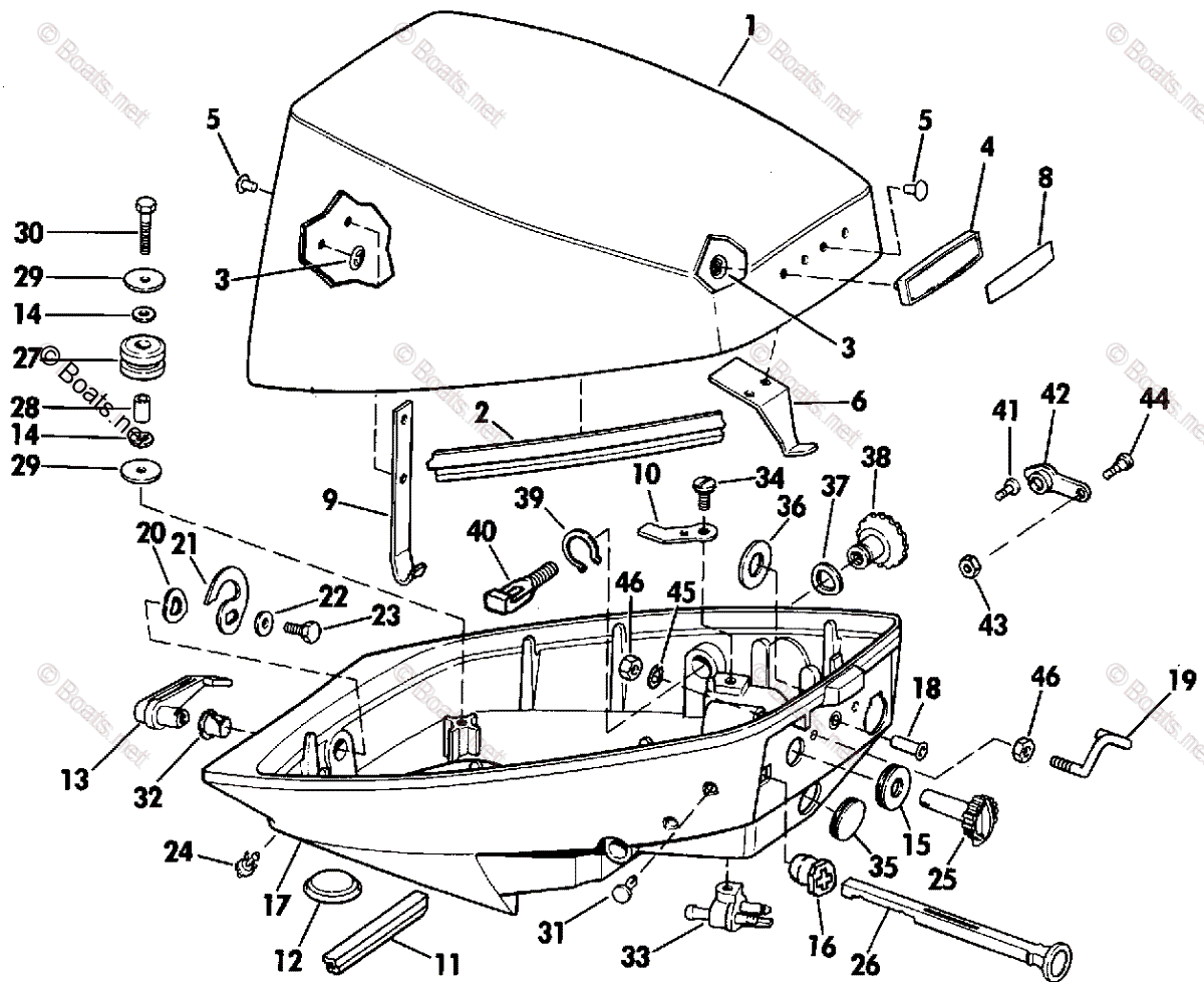 Johnson Outboard 1984 OEM Parts Diagram for Engine Cover - Evinrude ...