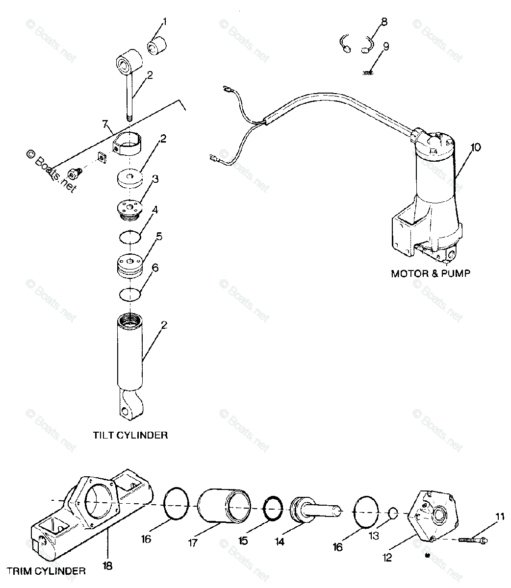 Force Outboard 1987 OEM Parts Diagram for PARTS BREAKDOWN TILT CYLINDER ...