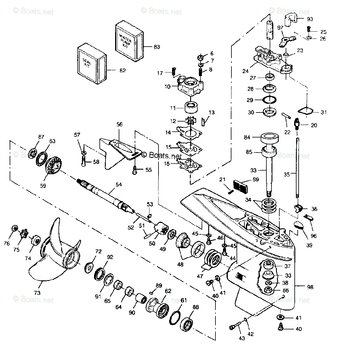 Force Outboard 1994 OEM Parts Diagram for Gear Housing | Boats.net