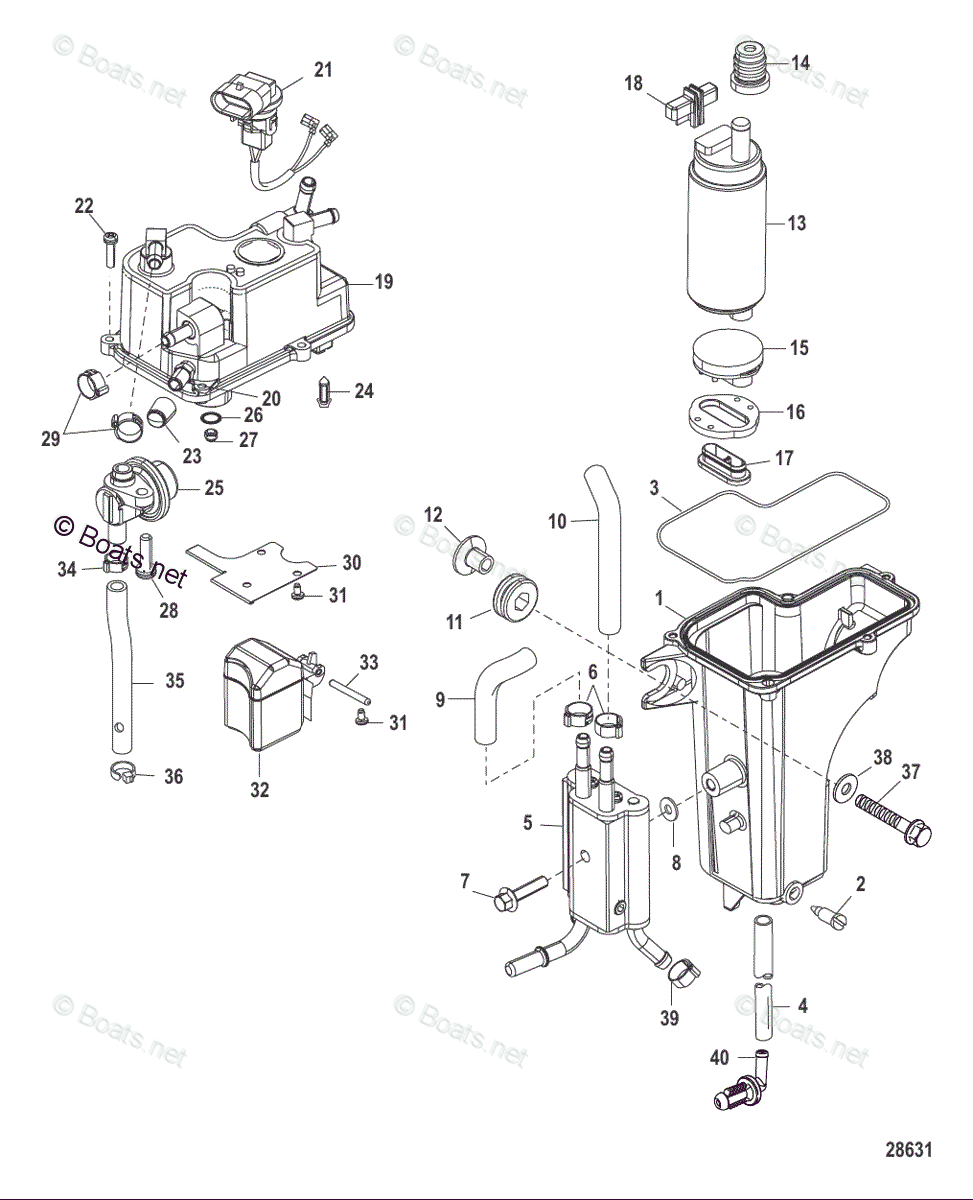 Mercury Outboard 40HP OEM Parts Diagram for Vapor Separator | Boats.net