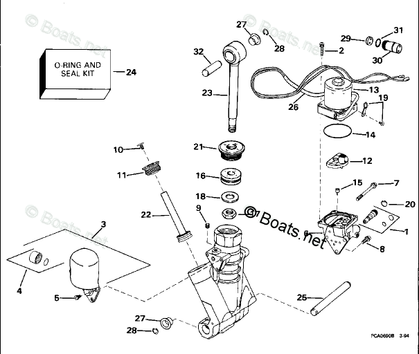 OMC Quiet Rider 150HP OEM Parts Diagram for Power Trim/Tilt Hydraulic ...