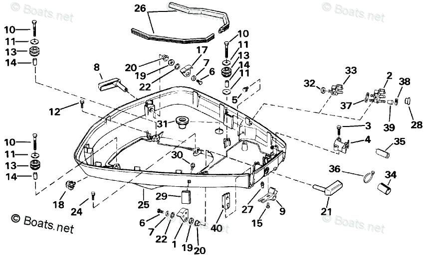 OMC Quiet Rider 115HP OEM Parts Diagram for LOWER ENGINE COVER | Boats.net