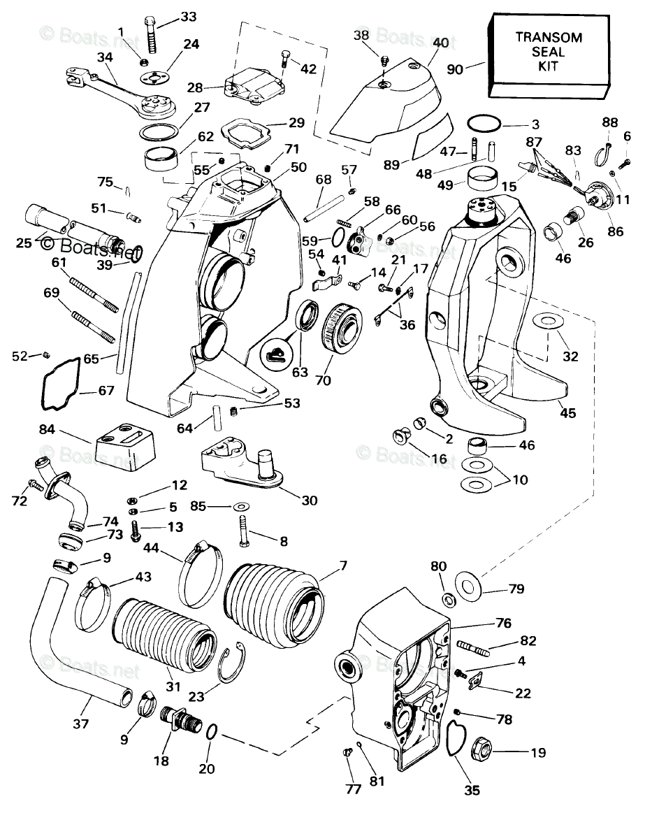 OMC Sterndrive 5.70L 350 CID V8 OEM Parts Diagram for Transom Mount ...