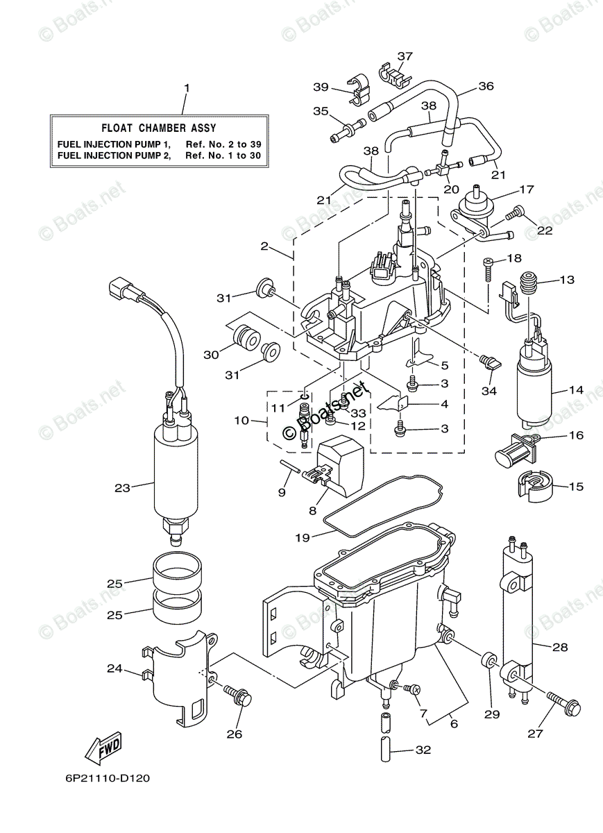 Yamaha Outboard 2005 OEM Parts Diagram for Fuel Injection Pump 1 ...