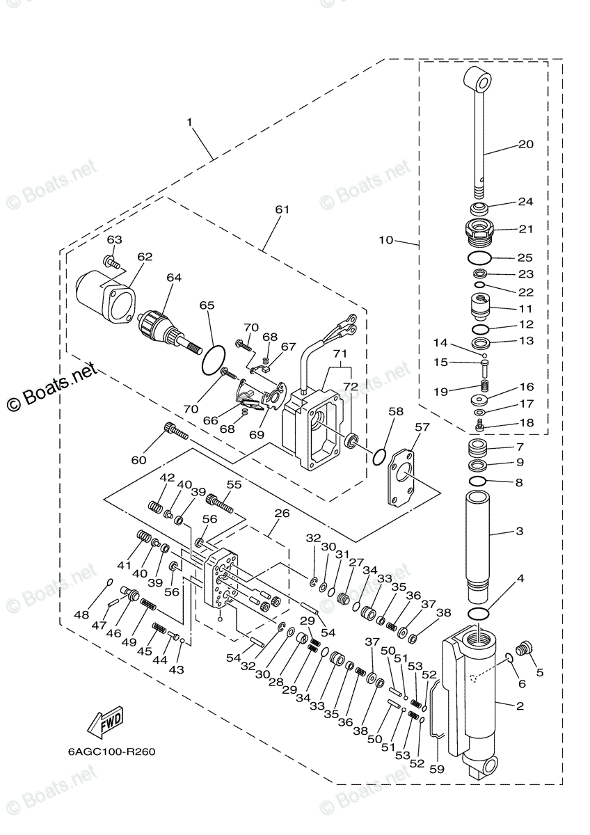 Yamaha Outboard 2018 OEM Parts Diagram for Power Tilt Assy | Boats.net