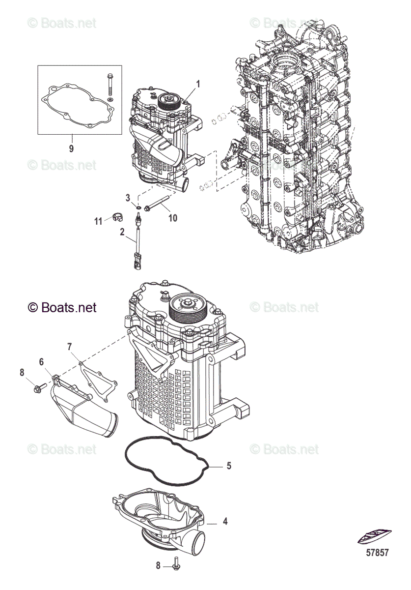 Mercury Outboard 225HP OEM Parts Diagram for Supercharger | Boats.net