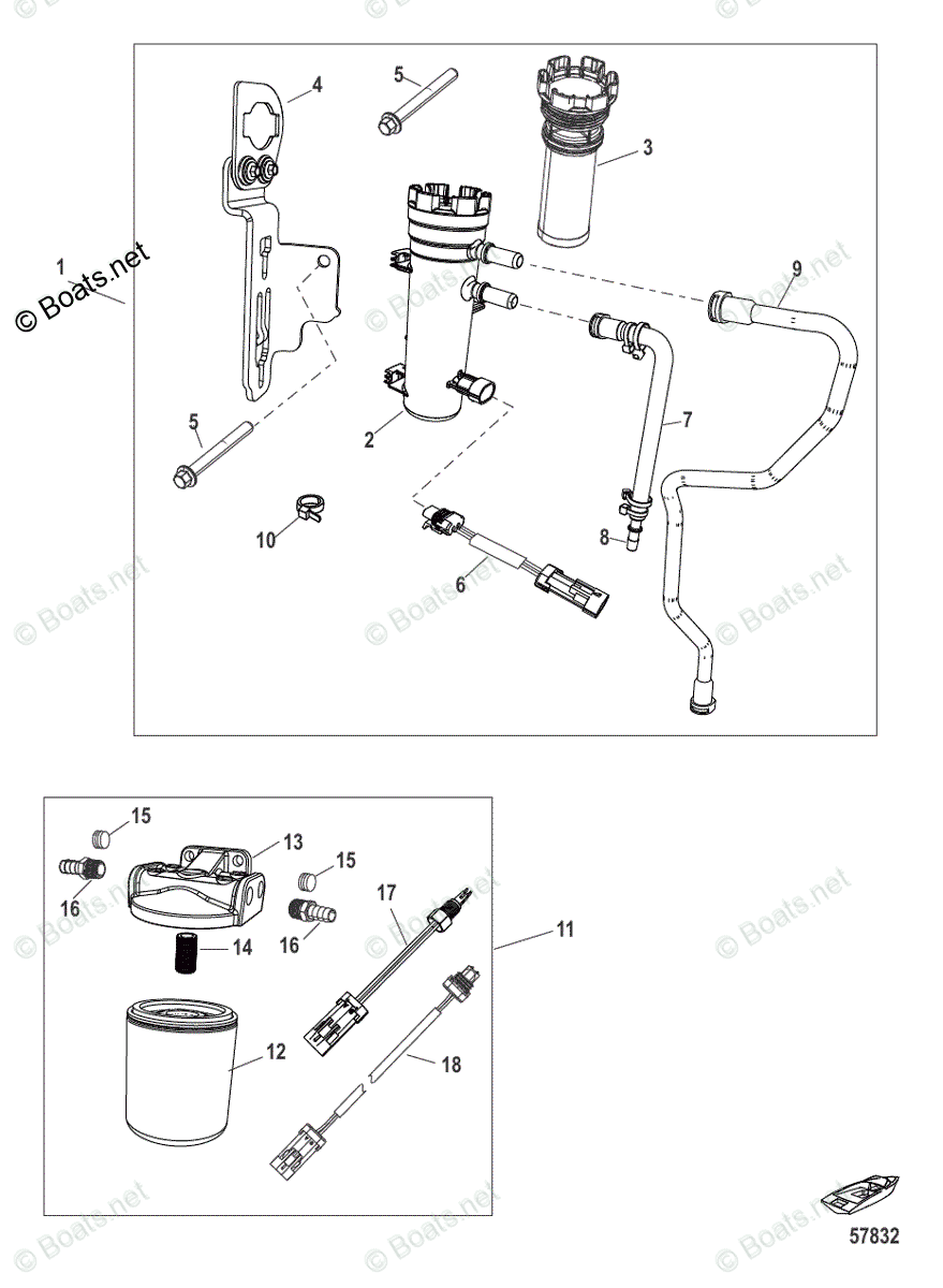 Mercury Outboard 350HP OEM Parts Diagram for Fuel Filter Kits | Boats.net