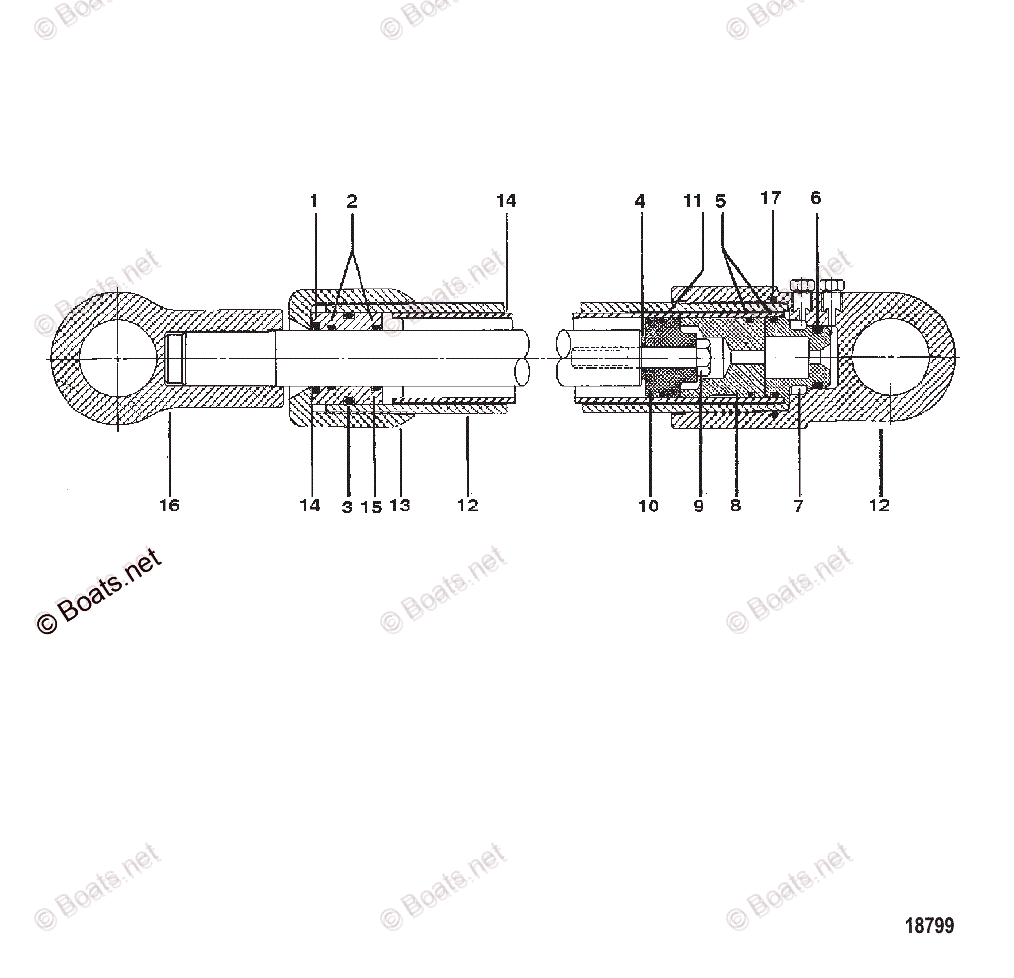 Mercruiser Sterndrive Outdrives OEM Parts Diagram for TRIM CYLINDER AND ...