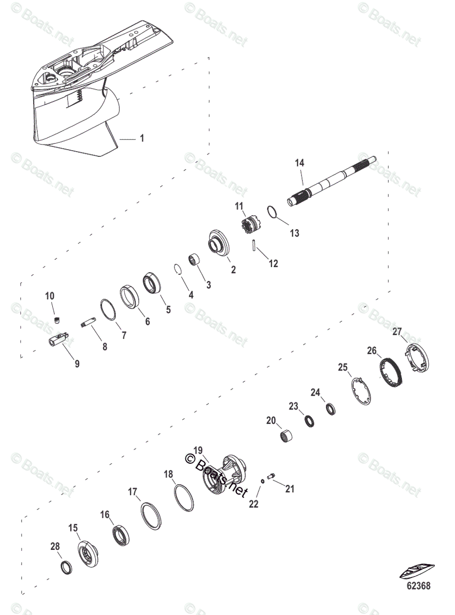 Mercury Outboard 150HP OEM Parts Diagram for Gear Housing, Propeller ...