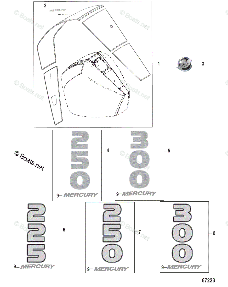Mercury Outboard 250HP OEM Parts Diagram for Accent Panel | Boats.net