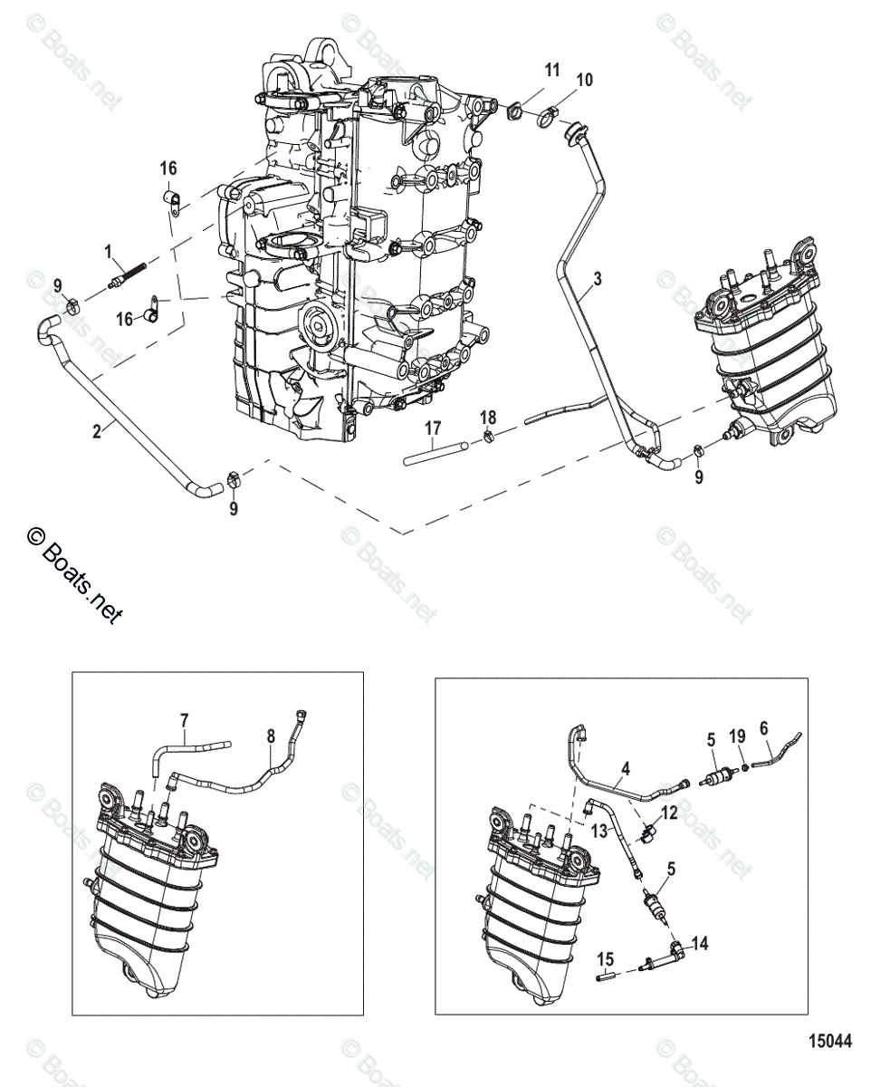 Mercury Outboard 115HP OEM Parts Diagram for Fuel Supply Module Hoses ...