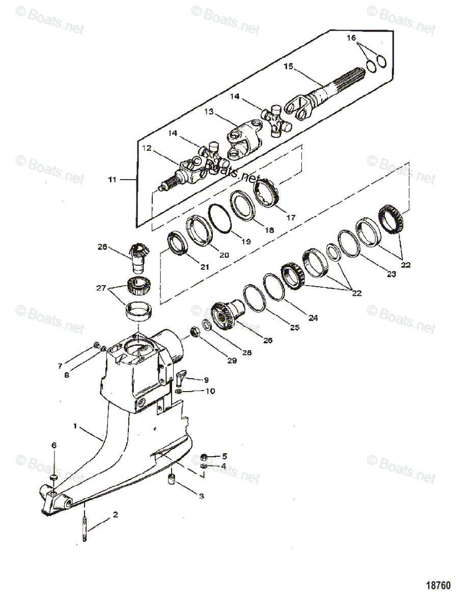 Mercruiser Sterndrive Outdrives OEM Parts Diagram for DRIVESHAFT ...