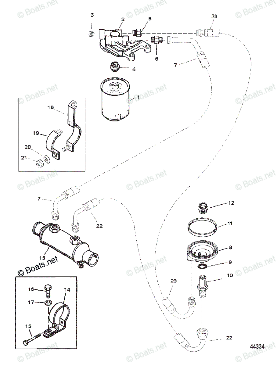 Mercruiser Inboard Gas Engines OEM Parts Diagram for Oil Filter and ...