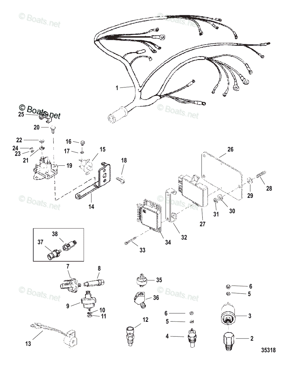 Mercruiser Inboard Gas Engines OEM Parts Diagram for WIRING HARNESS AND ...