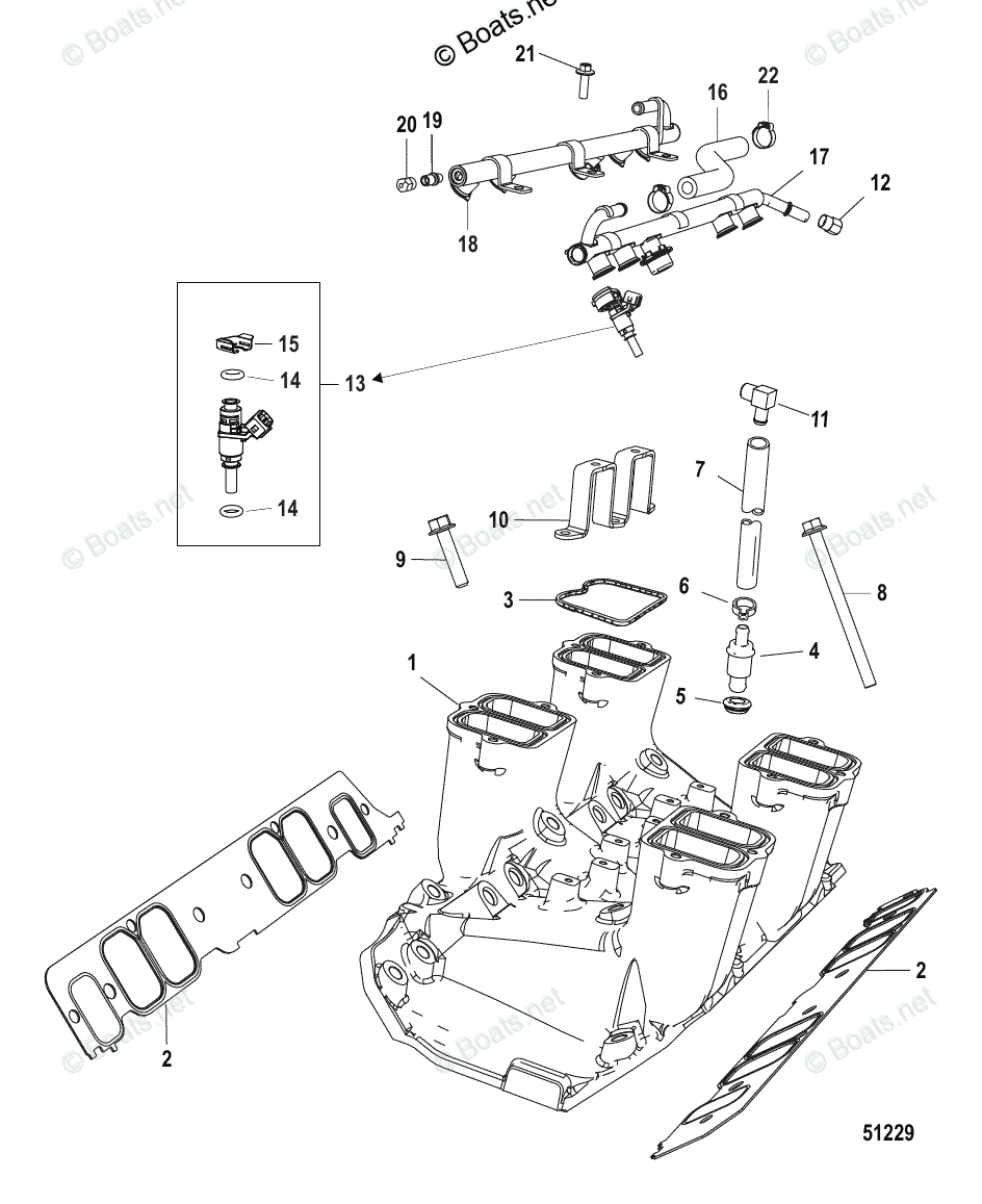 Mercruiser Inboard Gas Engines OEM Parts Diagram for INTAKE MANIFOLD ...