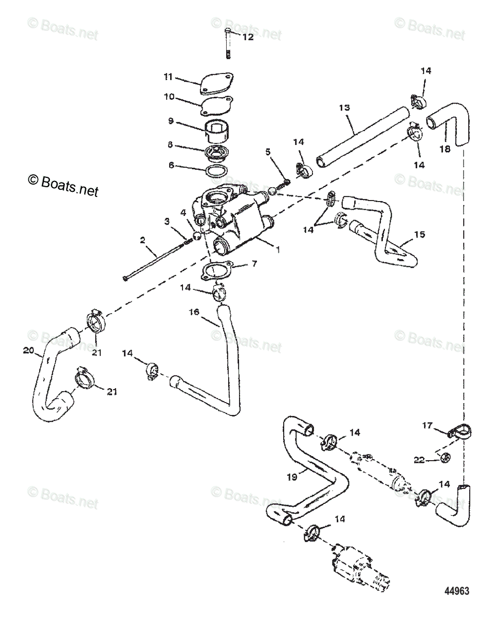 Mercruiser Inboard Gas Engines OEM Parts Diagram for THERMOSTAT HOUSING ...