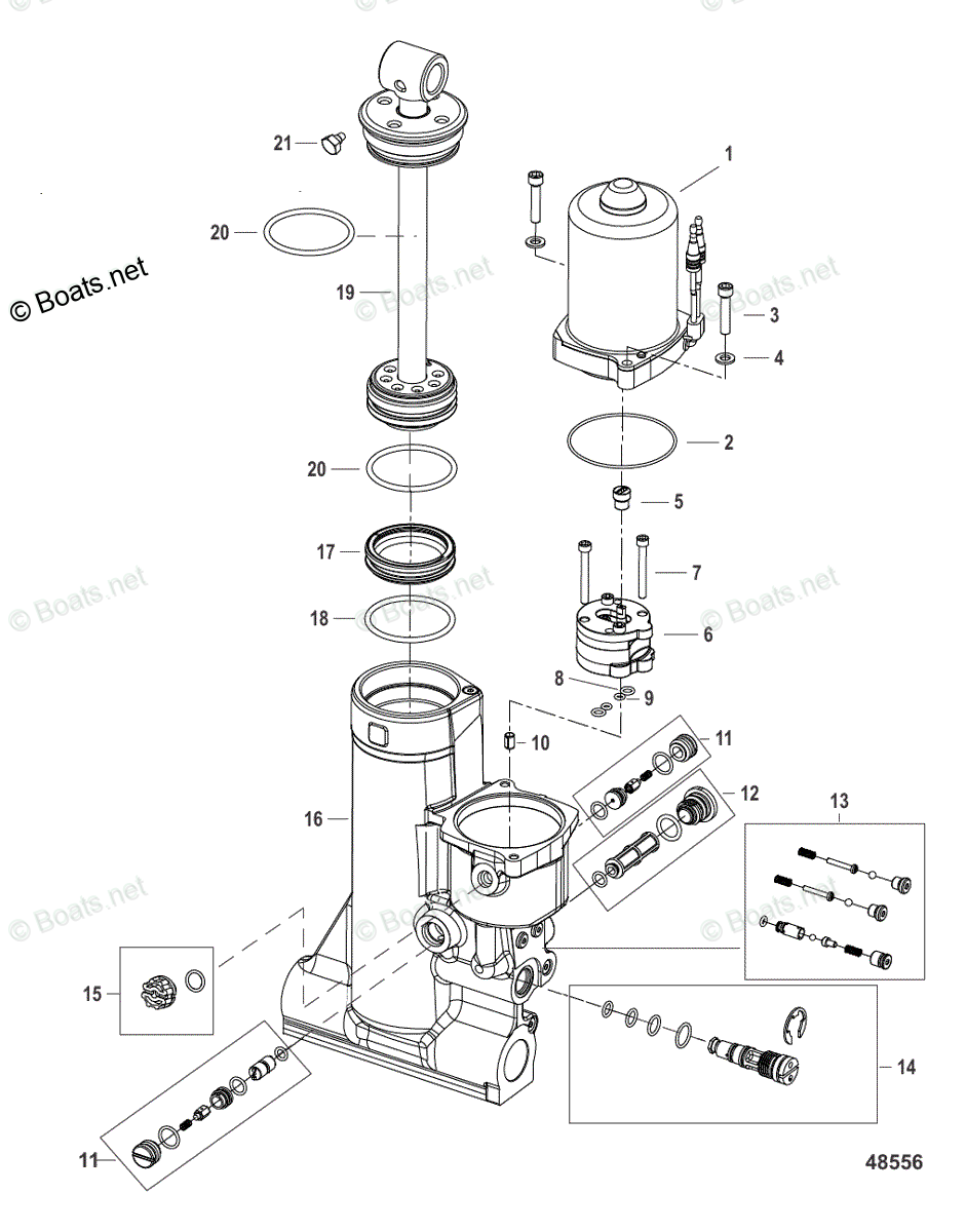 Mercury Outboard 150HP OEM Parts Diagram for Power Trim Assembly ...