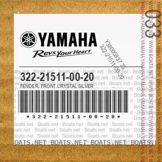 YAMAHA OEM FENDER, FRONT CRYSTAL SILVER - 322-21511-00-20 | Boats.net