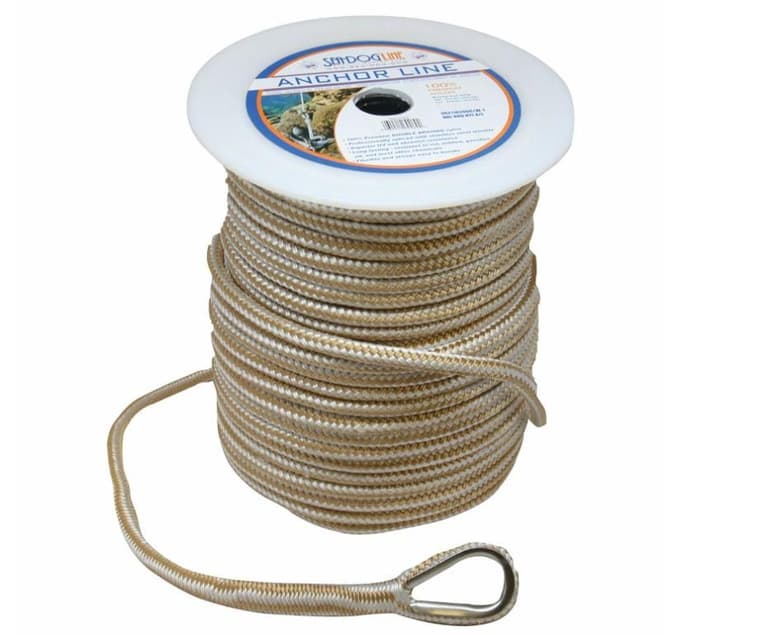 dea-dog Double Braided Nylon Anchor Line, 3/8 x 100' Spool - Gold/White ...